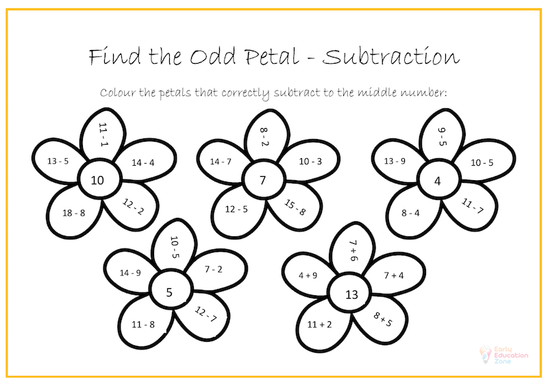 Find the Odd Petal Add & Subtract - Early Education Zone
